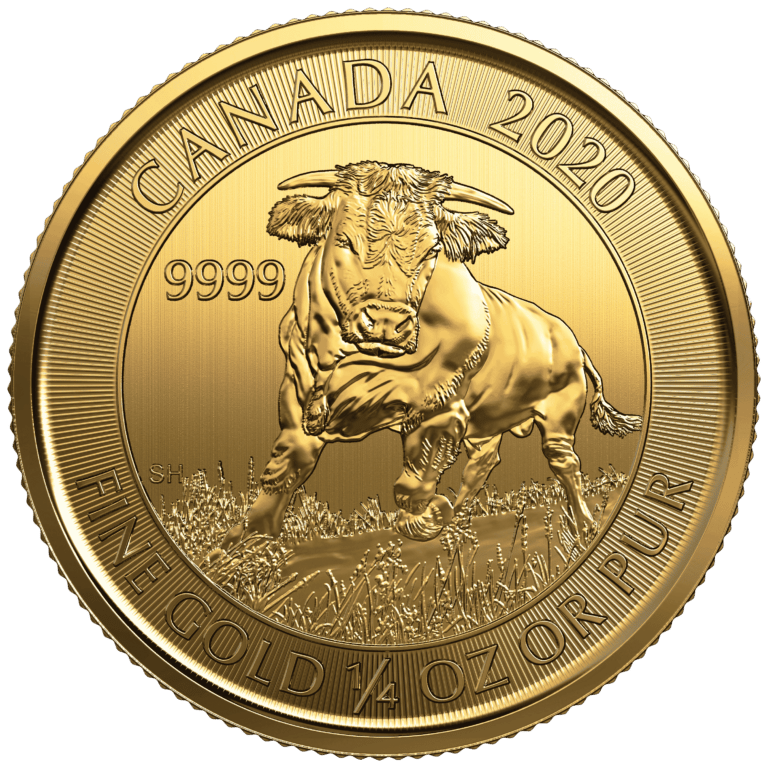 Gold Canadian Bull 1/4 Ounce Coin - GSI Exchange