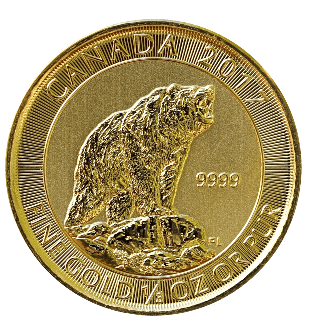 Gold Canadian Grizzly Bear Coin - 1/3rd Ounce- GSI Exchange